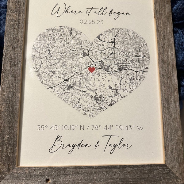 Where We Met Map, Personalized Couples Gift, Custom Map, Boyfriend Gift ...