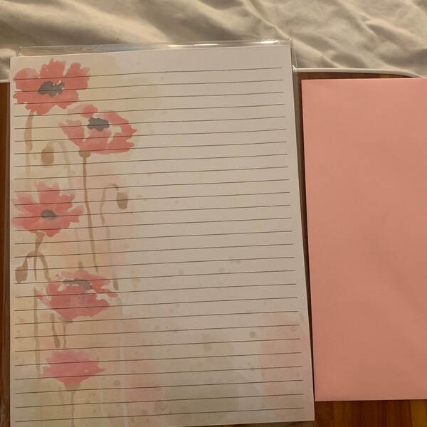 Nice Floral Edged Lined Writing Paper 8.5"x11" 25 Sheets and Color ...