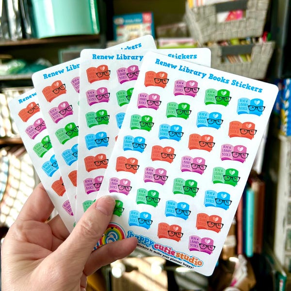 28 Cute Renew Library Books/reading Planner Stickers - Etsy