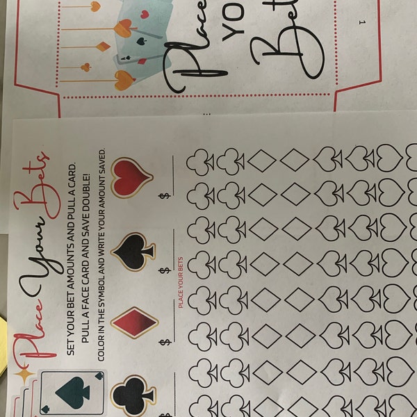 Place Your Bets Playing Card Casino Savings Challenge Game - Etsy