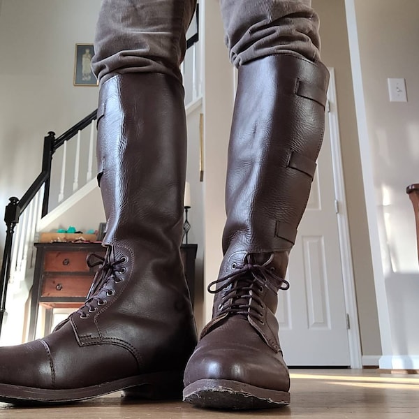 Personalised Handmade Brown Leather Single Buckle US Boot With Rubber ...