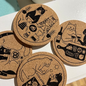 Cat Pairings Coaster Set - Etsy