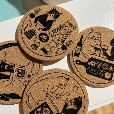 Cat Pairings Coaster Set - Etsy