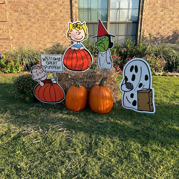 Welcome Great Pumpkin Yard Sign / Linus Brown / Sally Brown / Peanuts ...