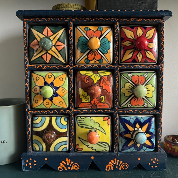 9 Box Jewelry Box, Art Box Storage, Hand Painted Chest Box, Wooden ...