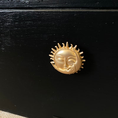Matte Golden Star and Moon Drawer Knobs / Star and Moon Cabinet ...