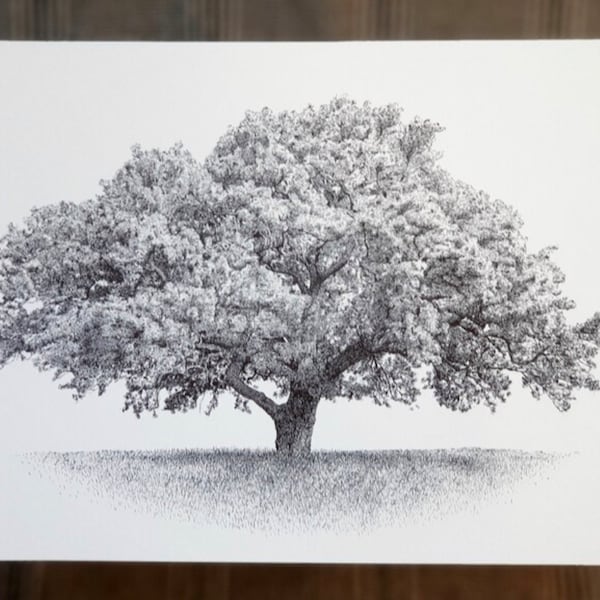 Lone Oak II - Oak Tree Ink Drawing - Original Art - Wall Art - Etsy