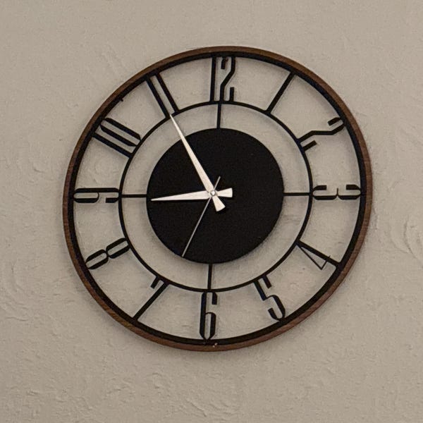 Mid Century Modern Wall Clock, Metal With Wooden Wall Clock, Oversize ...