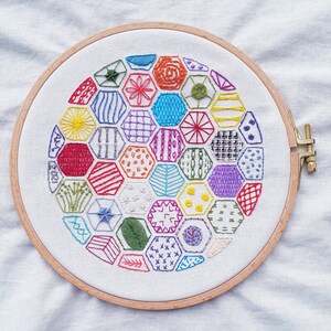 Hexagon Sampler, Pre Printed Fabric Panel PLUS PDF Pattern, Beginner ...