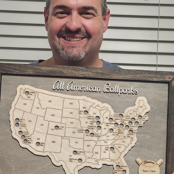 Custom Baseball Stadium Travel Map Tracker, Personal Ballpark Stadium ...