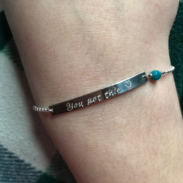 Inspirational Bracelet Sterling Silver, Motivational Quote Bracelet ...