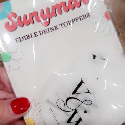 50 Personalized Edible Drink Toppers Quinceañera XV Design Custom Wafer ...