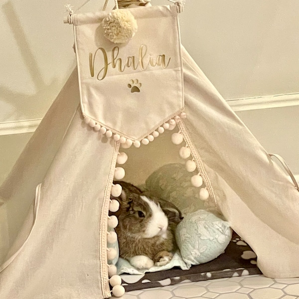 Rabbit Bed, Bunny Bed, Rabbit House, Bunny Teepee, Pet Teepee, Guinea ...