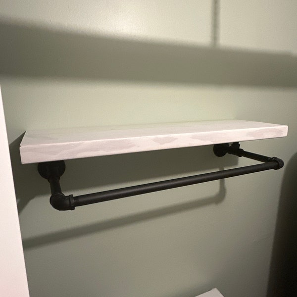 Laundry Room Bar With Attached Wood Shelf, Clothing Rack, Drying Bar ...