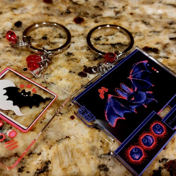 Fruit Bats Pixel Art Acrylic Keychain! - Etsy