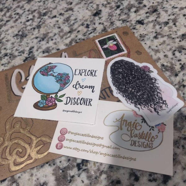 Cute Waterproof Floral Curly Hair Girl Stickers - Etsy