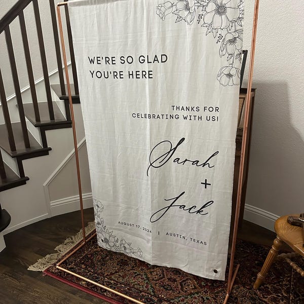 Wedding Fabric Welcome Sign, Modern Wedding Welcome Sign, Fabric Sign ...