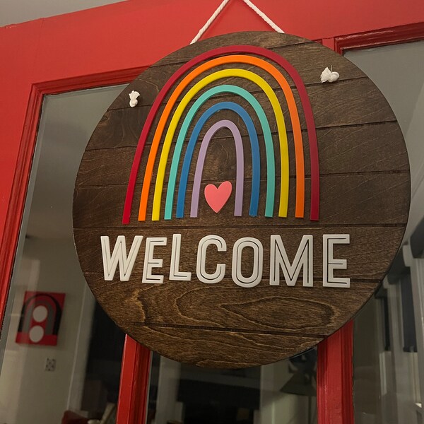Handmade Round Wood Welcome Sign for Front Door Rustic Front Porch ...