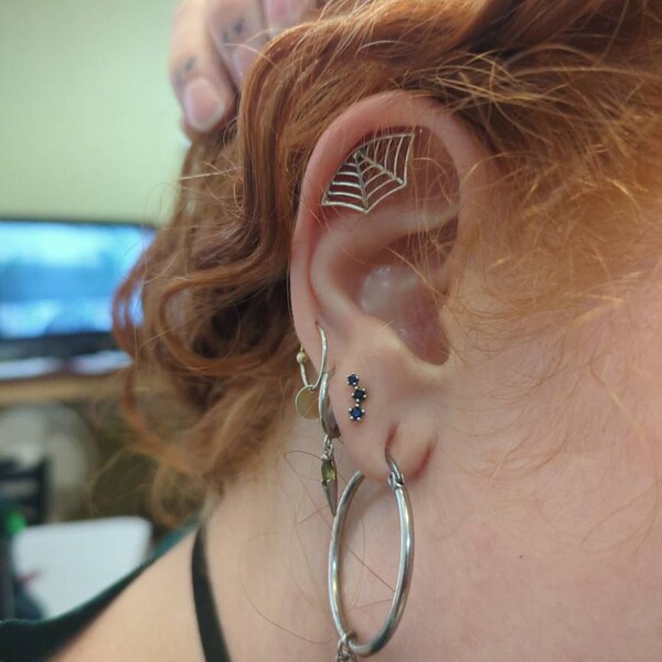 Spider Web Earring Gothic Jewelry Cartilage Helix Piercing 20G 18G ...