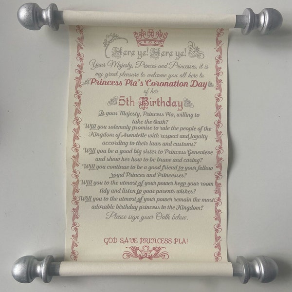 Gold Princess Scroll Birthday Invitation: Pink Ribbon, Elegant Party - Etsy