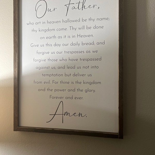 Lord’s Prayer Pine Wood Framed Canvas Sign | Farmhouse Decor ...