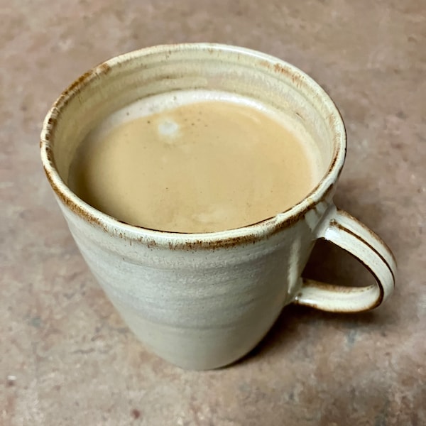 White Pottery Mug, Large Coffee Mug, Tall Coffee Mug, Pottery Mug ...