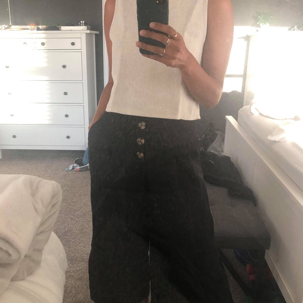 Crop Top LEIGH, Linen Sleeveless Top, Open Back Linen Top, Natural ...