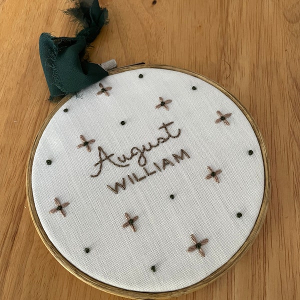 Hand Embroidered Name Hoop, Name Announcement, Nursery Decor ...