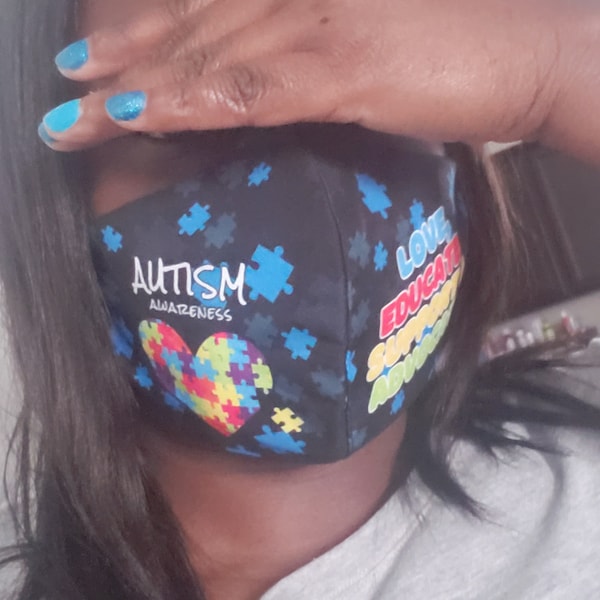 Autism Awareness Face Mask - Love Educate Support and Advocate - Etsy