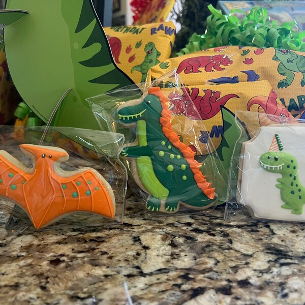 3 Rex Dinosaur Party Cookies -birthday Dino Party -partysaurus Cookies ...