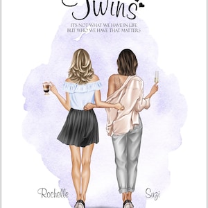 3 Best Friends Drawing Three Besties Print Friendship Poster 3 Best ...