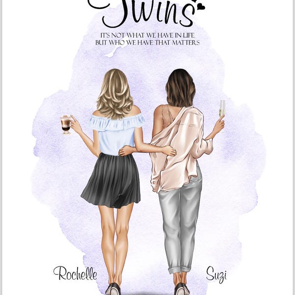 3 Best Friends Drawing Three Besties Print Friendship Poster 3 Best ...
