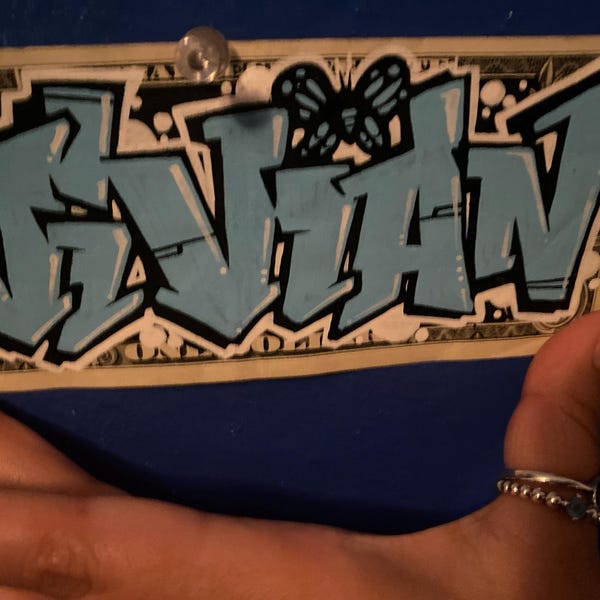 Graffiti Letters on Money, Cash, Dollar Bill. Personalized Custom ...