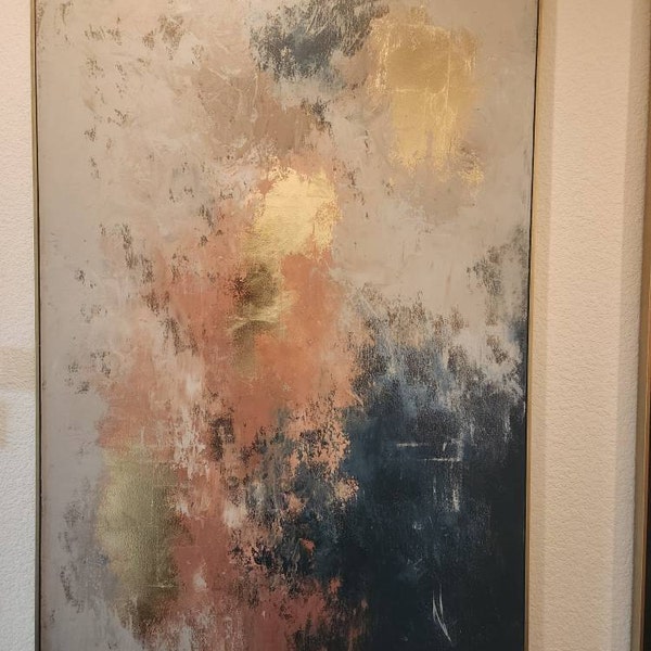 Hand Painted Abstract Art Original Ochre White Black Grey, Abstract Art ...