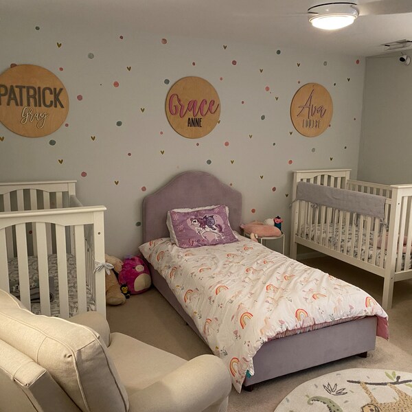 Nursery Name Sign, Round Name Sign, Above Crib Sign, 3d Name Sign, Baby ...