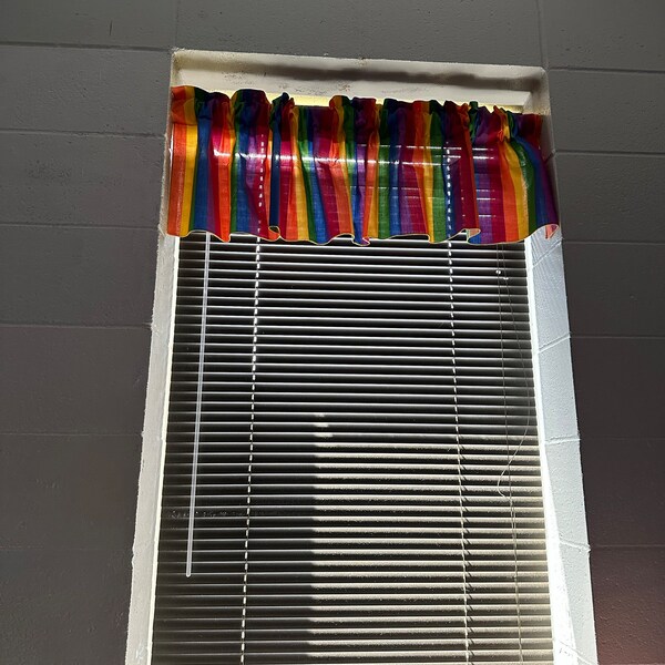 Rainbow Stripes Cotton Window Valance Curtain Top / Window Treatment ...
