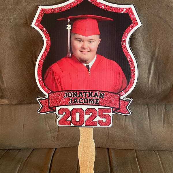 Custom Face Fans With Wooden Handle, Graduation Head, Grad Face Fans ...
