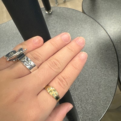 10k Gold Bubble Initial Letter Ring, Nugget Initials, Nugget Letter Ring, Yellow Gold Initial ...