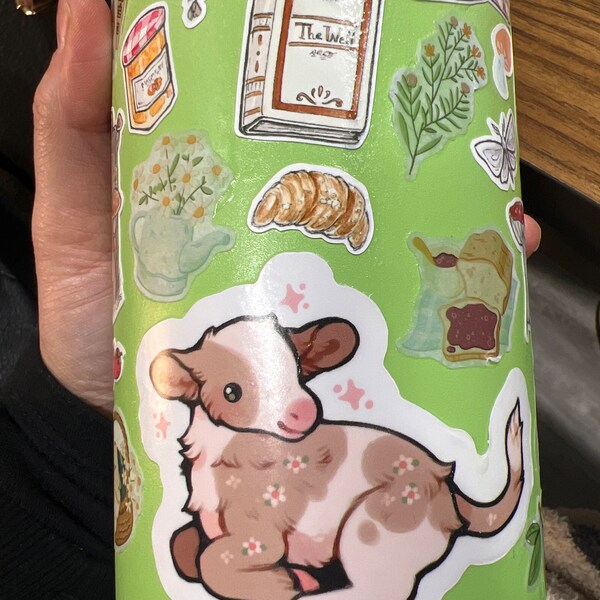 Flower Cow Sticker / Cute Calf Stickers / Animals Sticker / Laptop ...