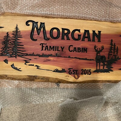 Live Edge Wood Sign Wooden Cedar Carve Cabin Outdoor Sign Custom Wood ...