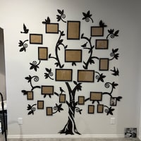 Big Wooden Family Tree With Frames, Large Family Tree Wall Art, Wood ...