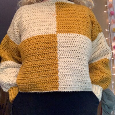 Cropped Color Block Crochet Sweater Pattern - Etsy