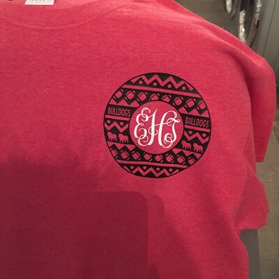 Bulldog Aztec Monogram Frame Digital Design - Etsy