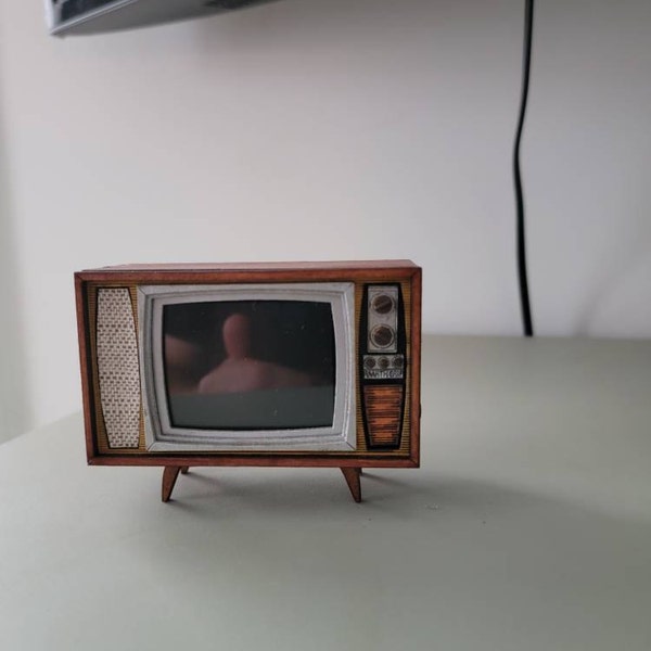 Dollhouse Miniature Working Vintage Mid Century TV, 1/12 Scale. - Etsy