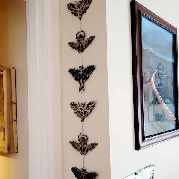 Insect Garland Wood Wall Hanging Decor | Hawkmoth | Luna Moth | Winged ...