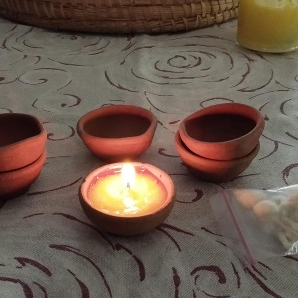 Handmade Clay Diya Pot, Handmade Diya Mud Clay, India Puja Diya, Diwali ...