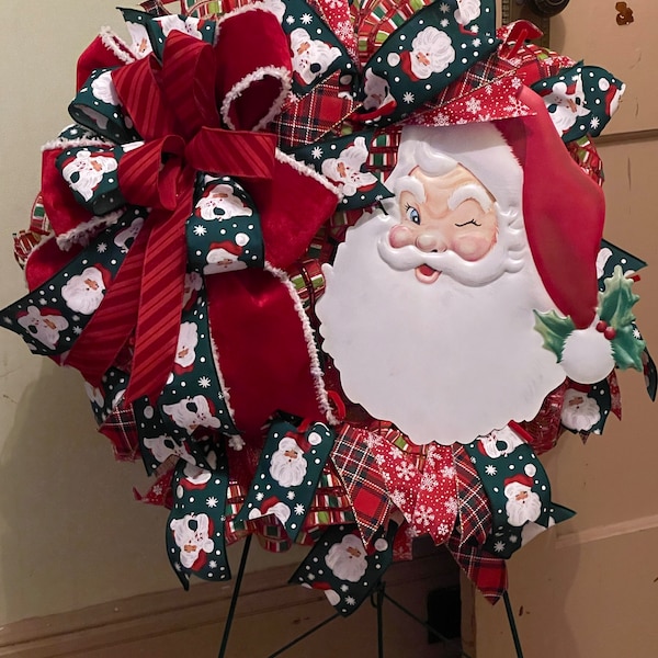 Christmas Vintage Santa Face Wreath Sign #939 Wreath Attachment, Wreath ...