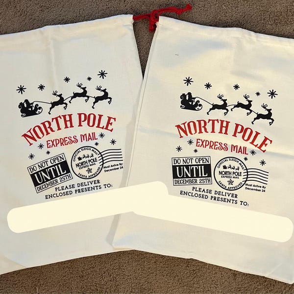 North Pole Santa Sack, Presents Bag, Christmas Gift Sack, Personalized ...
