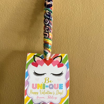 RAINBOW UNICORN Valentine's Day Treat Tags Cards Set of 12 one Dozen - Etsy