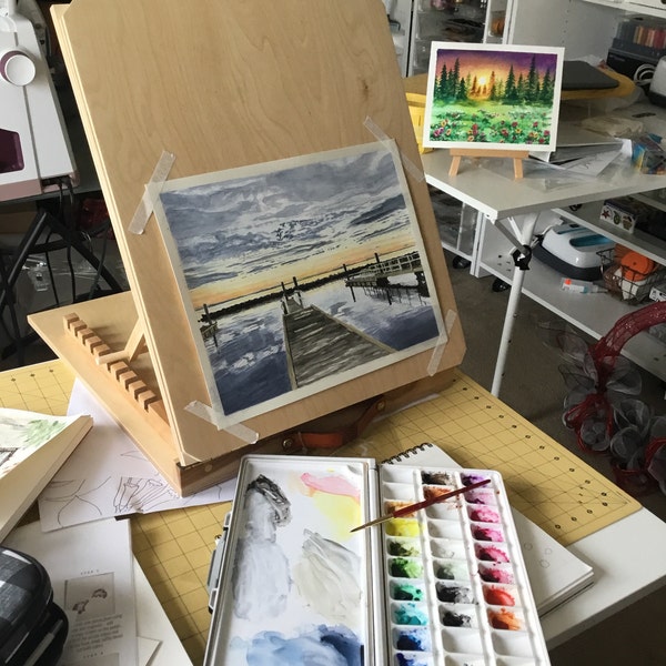 THE WORKS Louden Adjustable Drawing Board • Custom Art Board • Rotating ...